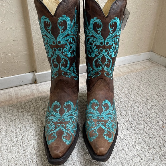Corral | Shoes | New Brown Turquoise Cowboy Boots | Poshmark